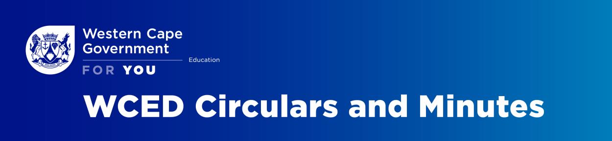 WCED Circulars | Minutes | Western Cape Government